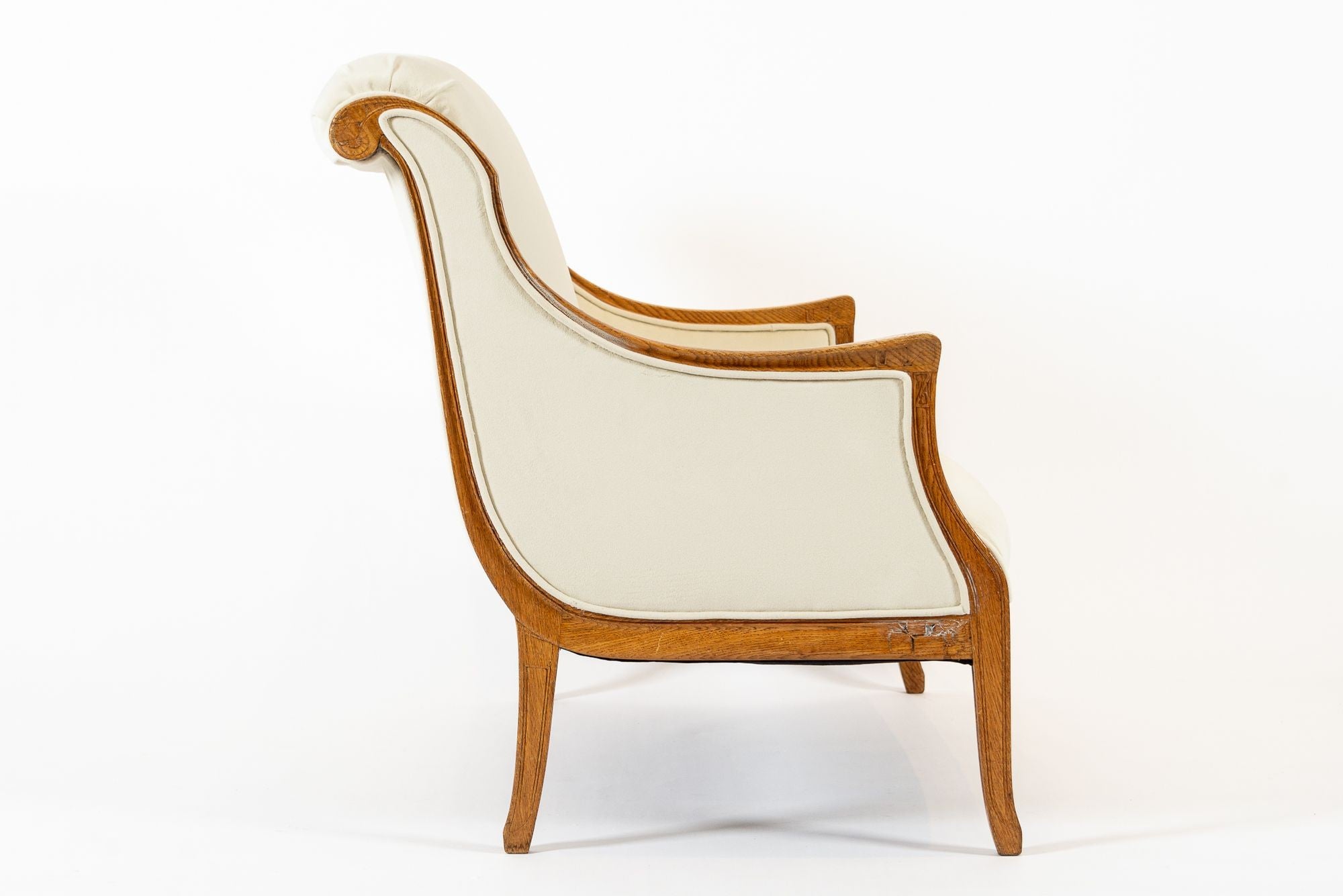 1940s Antique French Art Deco Two-Seat Loveseat Sofa Cream Upholstery ...