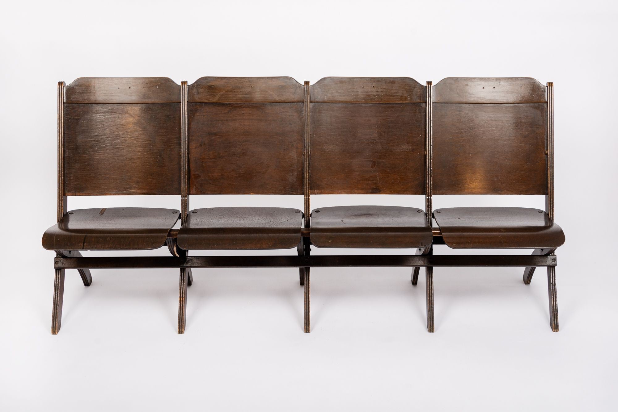 Antique Wood Theater Chairs Four-Seat Folding, GM Building, Detroit ...