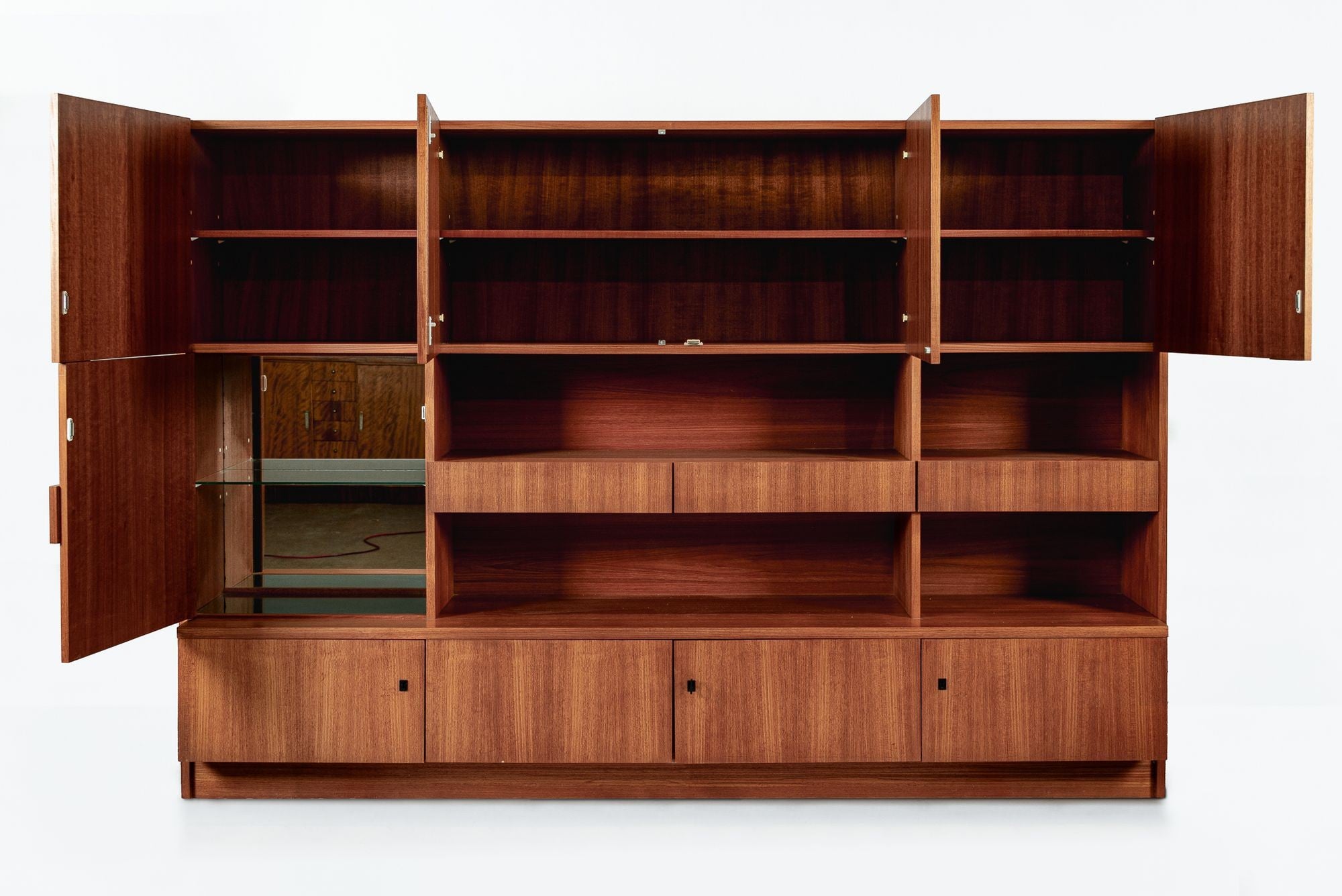 Monumental Vintage Mid Century German Teak Wall Unit Cabinet – capsule