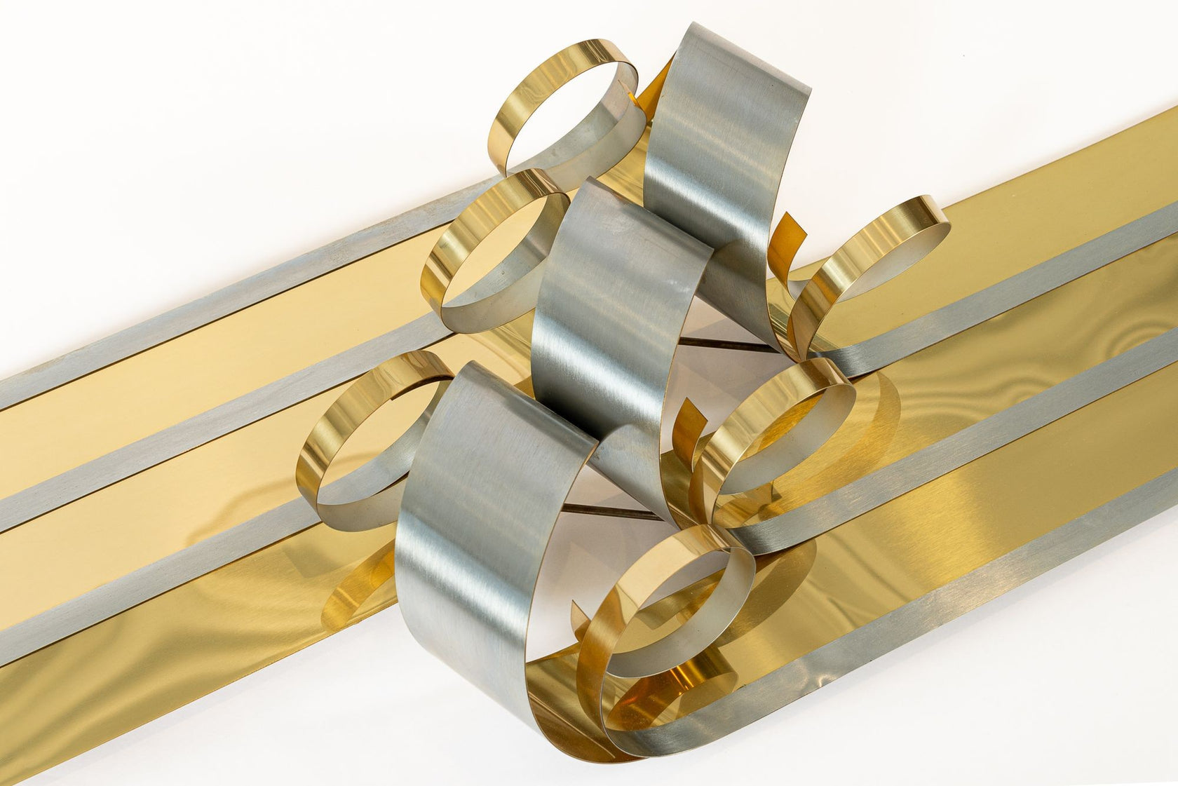 Large Vintage Mid Century Metal Ribbon Wall Art Sculpture by Curtis Je ...