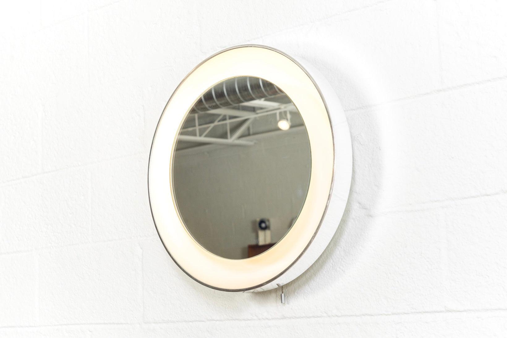Vintage Mid Century Lightolier Round Lighted Wall Mirror – capsule